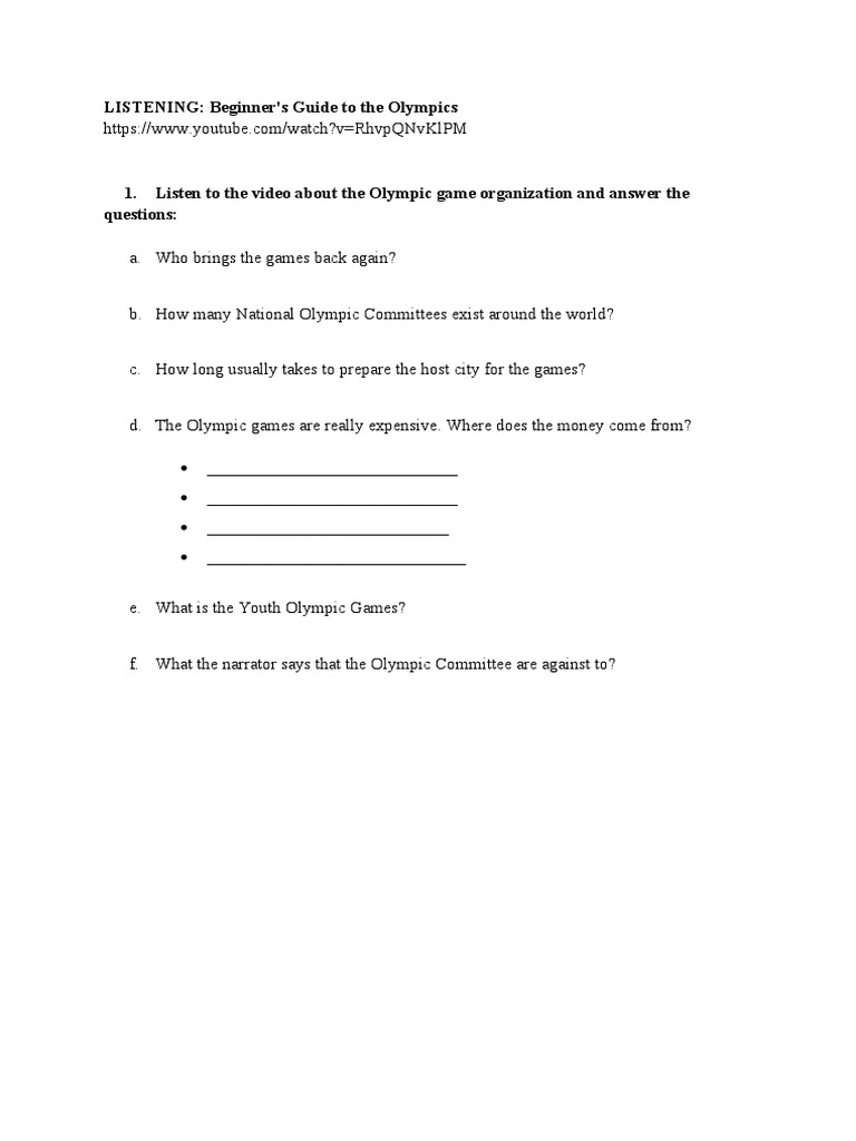 LISTENING 3. Olyimpic Games | PDF