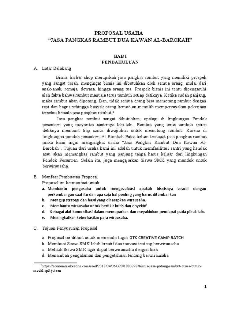 Proposal Jasa Pangkas Rambut | PDF