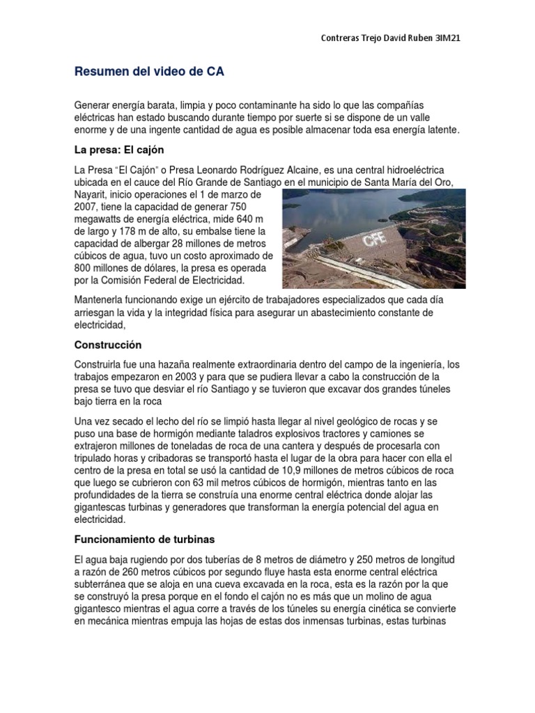 T7 Resumen Del Video de CA | PDF | Represa