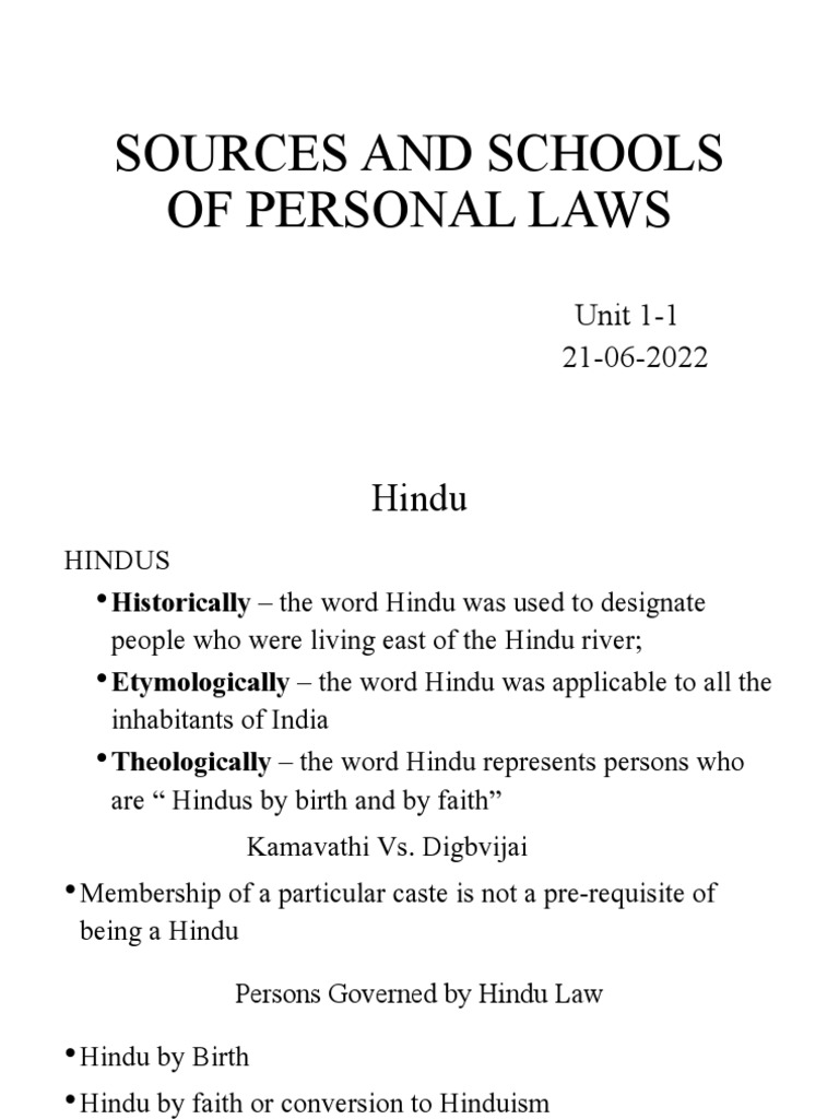 1 Sources of Hindu Law | PDF | Vedas | Concurrent Estate