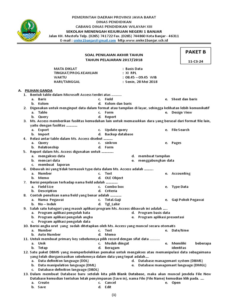 XI - Basis Data XI RPL - B | PDF