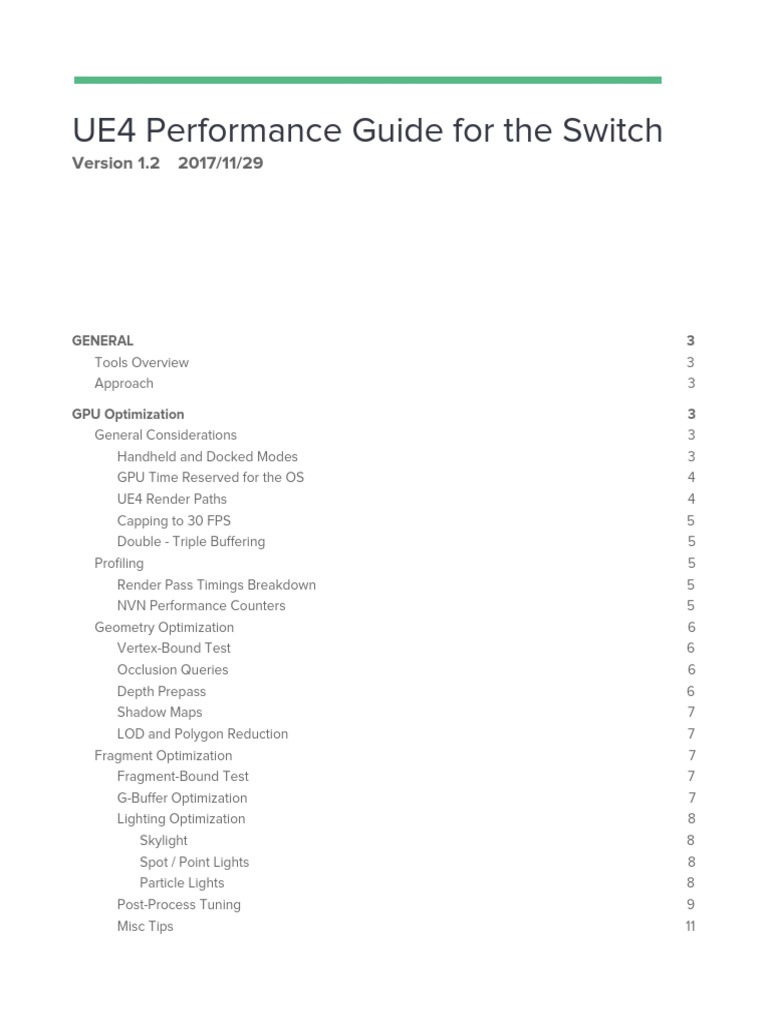 Ue4 Performance Guide For The Switch v12 | PDF | Computing | Computer Science