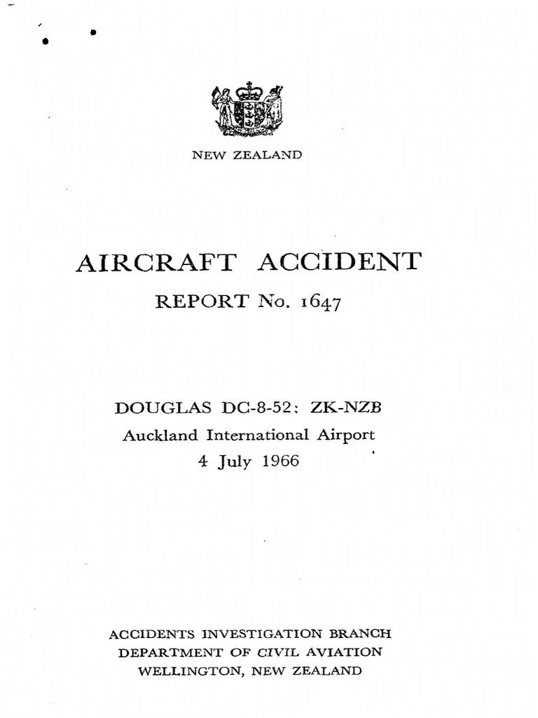 Investigation Report on the Fatal Crash of Air New Zealand Flight Training Douglas DC-8 ZK-NZB ...