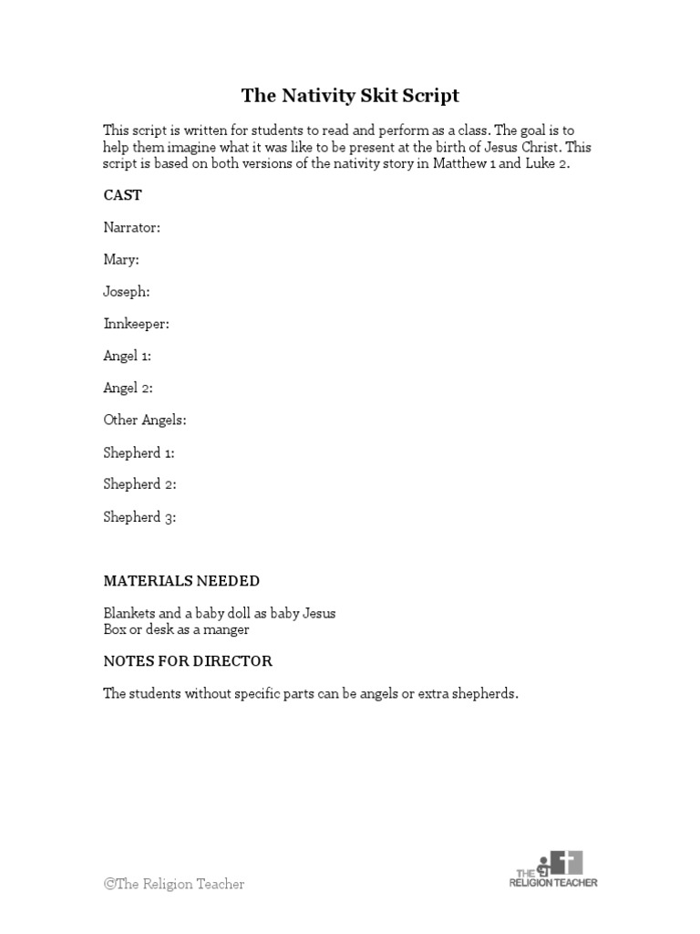 The Nativity Class Skit Script | PDF | Saint Joseph | Mary, Mother Of Jesus