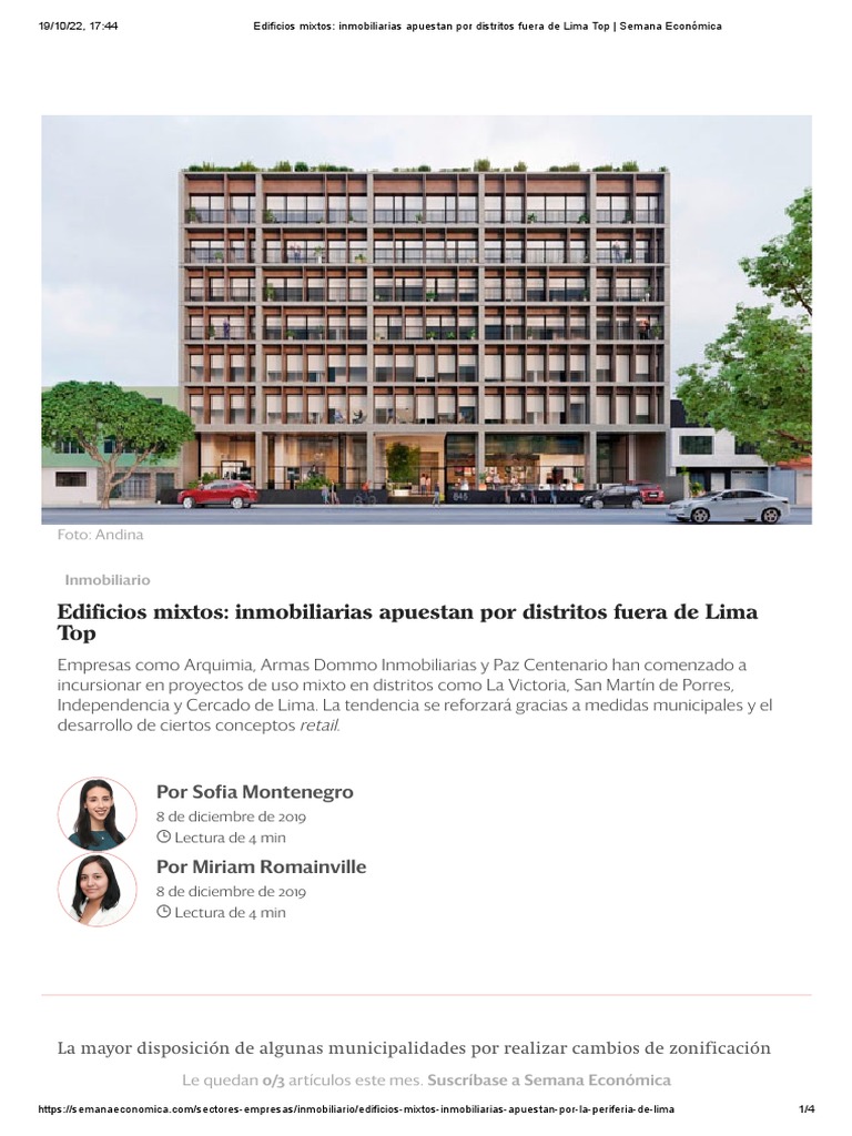 Edificios Mixtos - Inmobiliarias Apuestan Por Distritos Fuera de Lima Top - Semana Económica ...