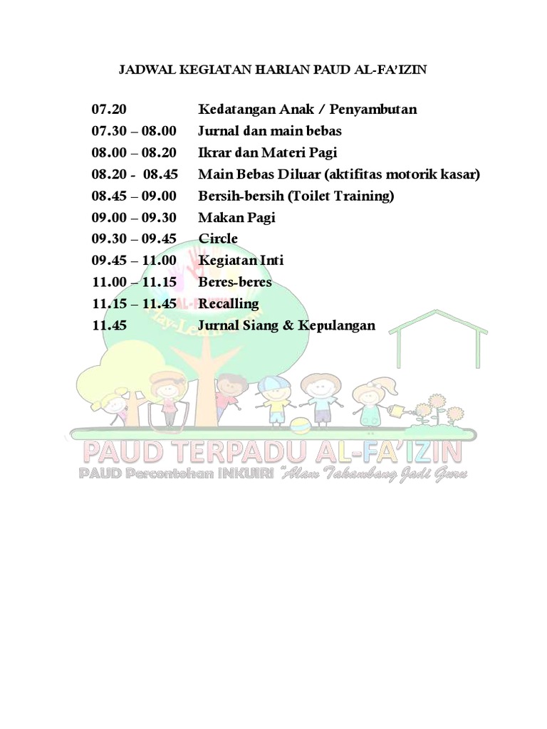 Contoh Kegiatan Harian PAUD | PDF