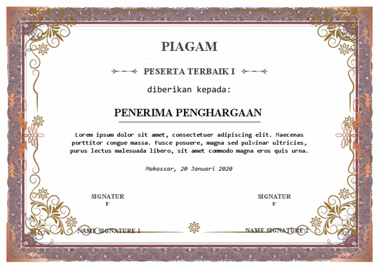 Piagam Penghargaan 5 Bingkai | PDF