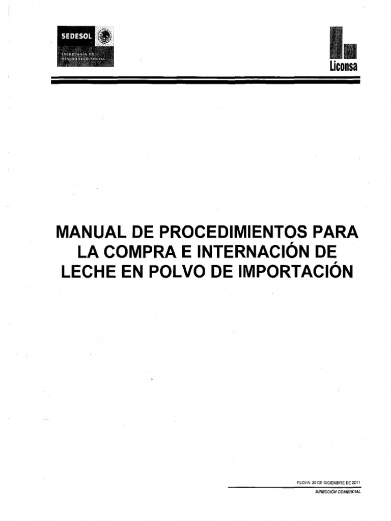 Manual de Procedimientos para La Compra E Internación de Leche en Polvo de Importación | PDF ...