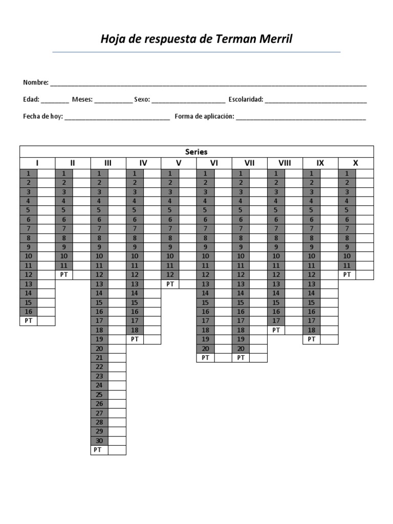 Hoja de Respuesta de Terman Merril | PDF