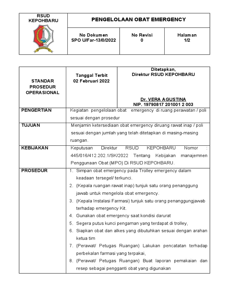 Pengelolaan Obat Emergency RSUD Kepohbaru | PDF