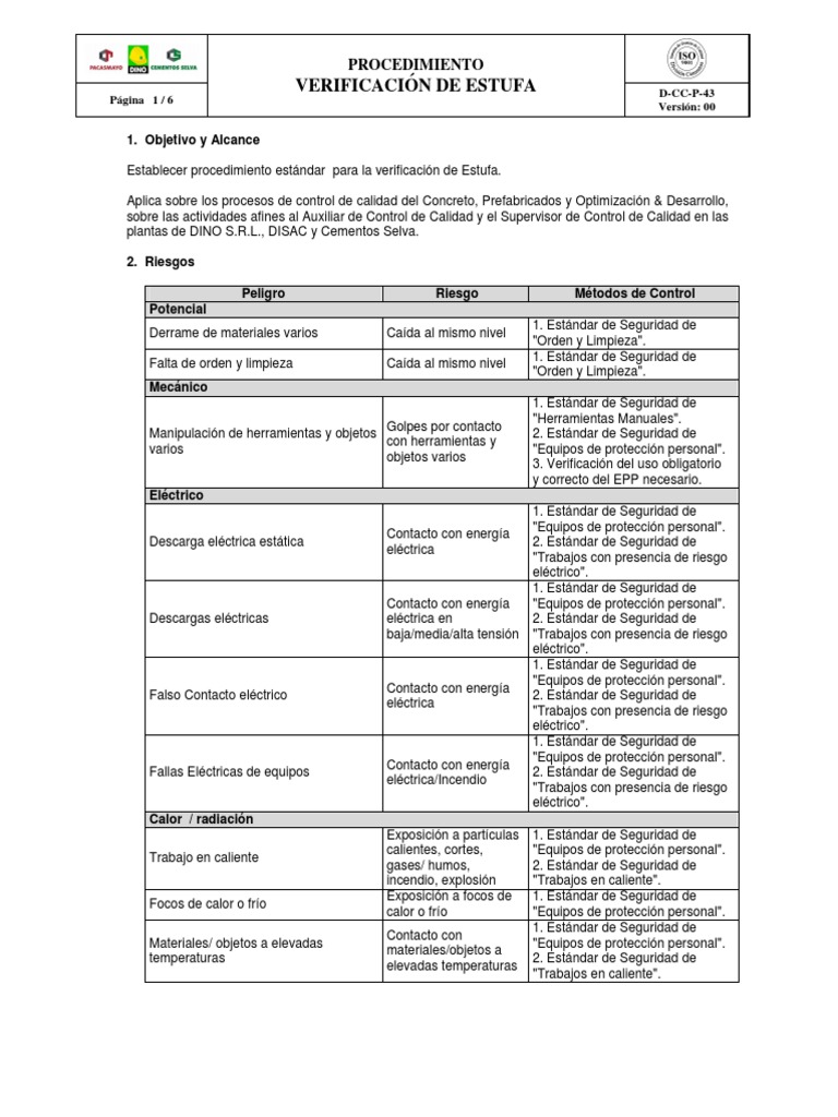 Procedimiento Verificación de Estufa | PDF | Temperatura | Descarga electrostática