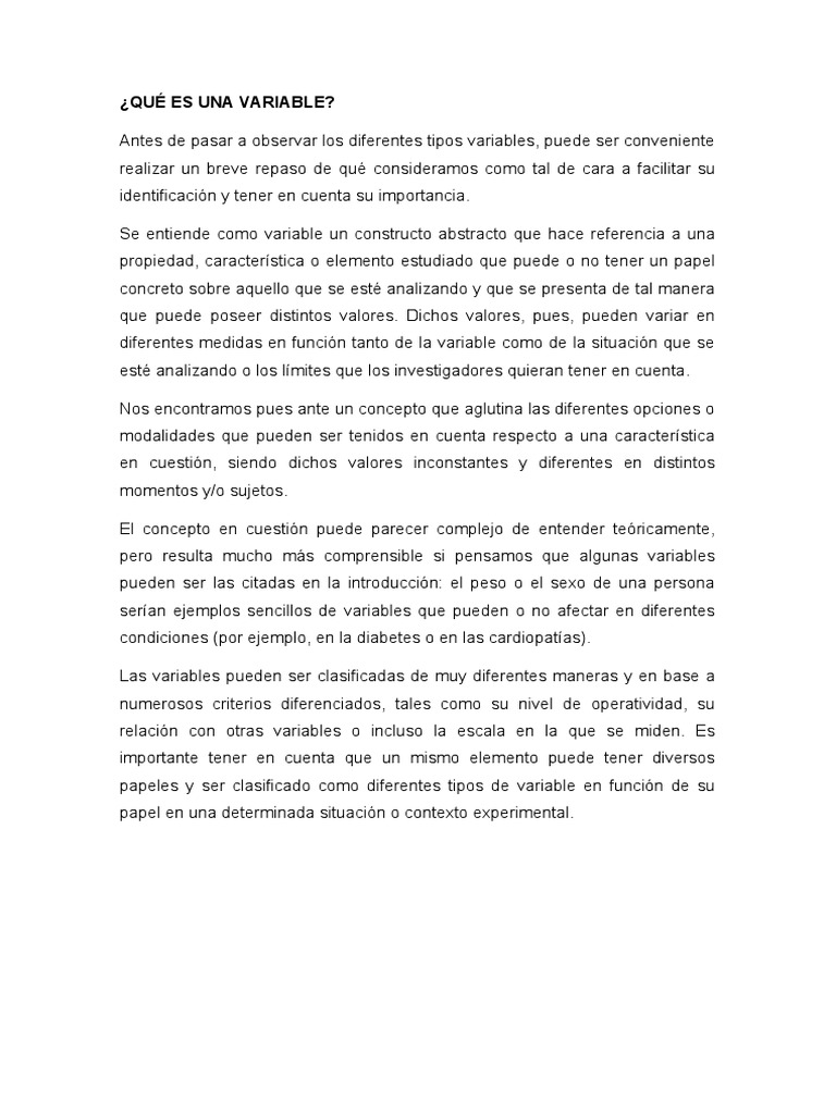 Qué Es Una Variable Pdf Science