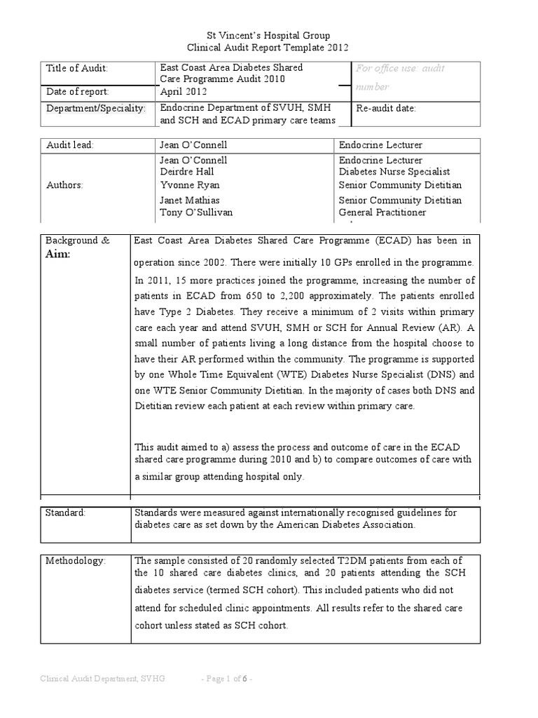 Audit Report Template 05 | PDF | Obesity | Cholesterol