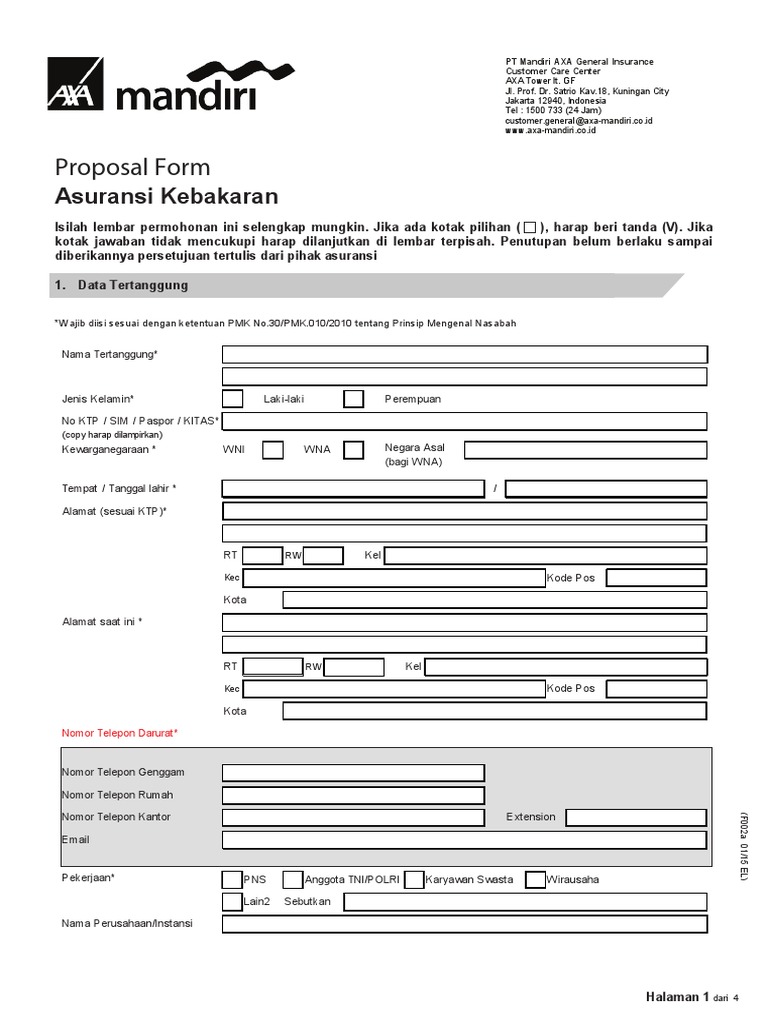Formulir Permohonan Asuransi Kebakaran - MAGI | PDF