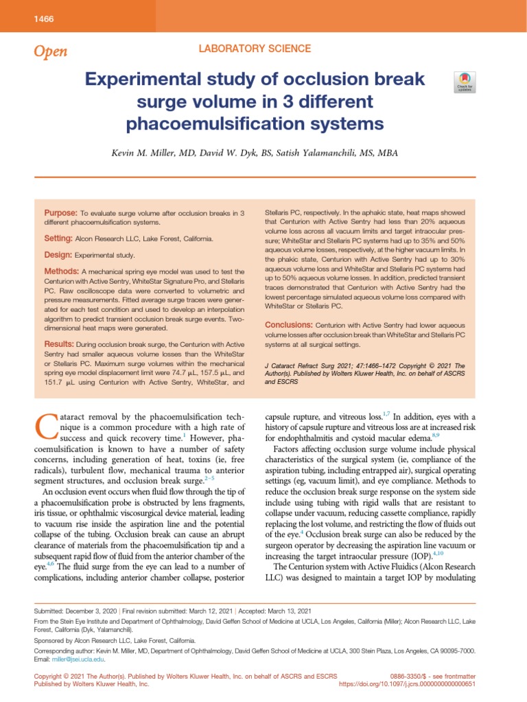 Experimental Study of Occlusion Break Surge Volume.15 | PDF | Vacuum ...