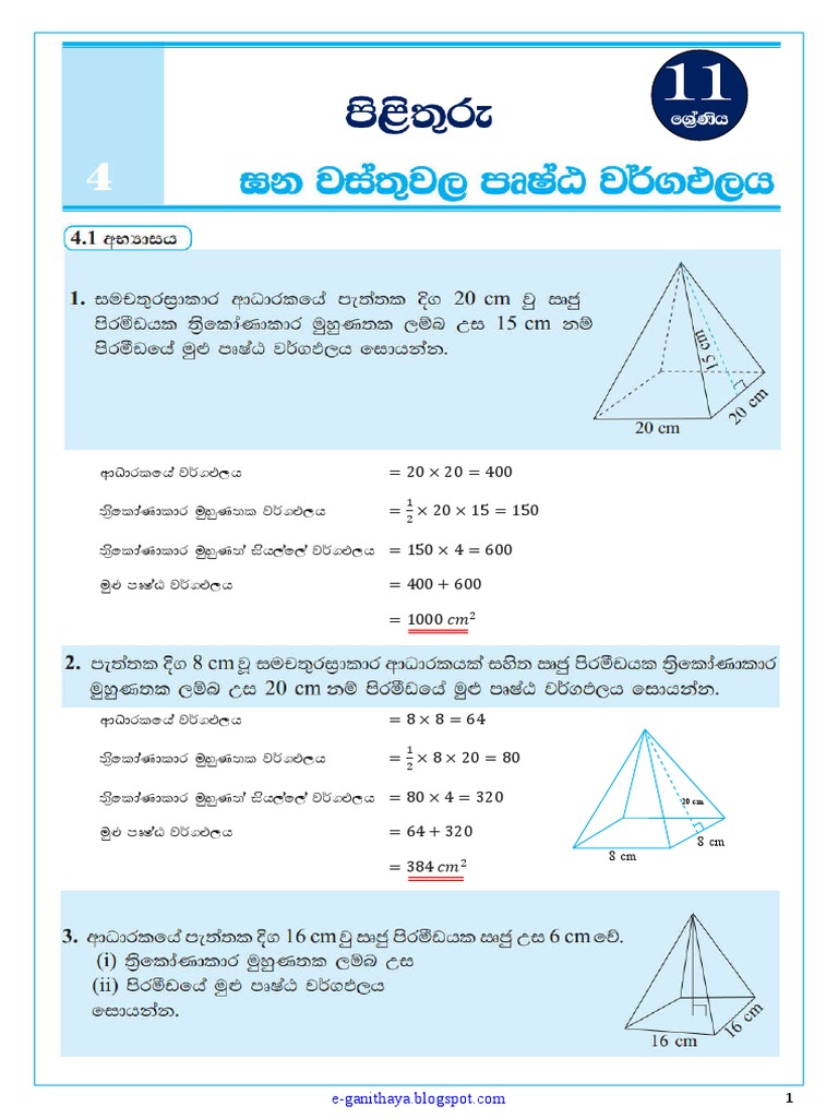 Gana Wasthu Grade 10 Maths Solutions | PDF