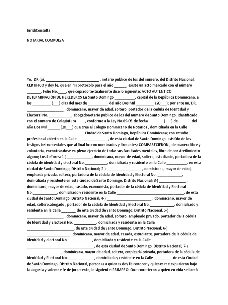 Compulsa Notarial | PDF | República Dominicana | Justicia Compulsa Notarial | PDF | República Dominicana | Justicia