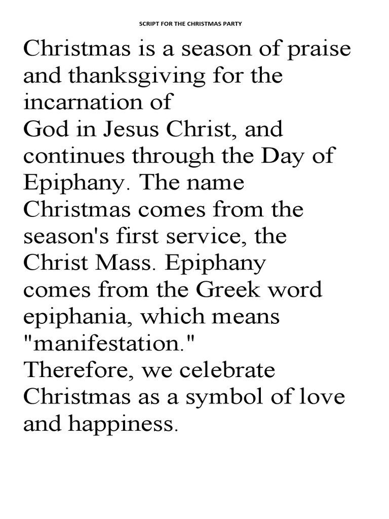 Script For The Christmas Party | PDF | Christmas | Incarnation ...