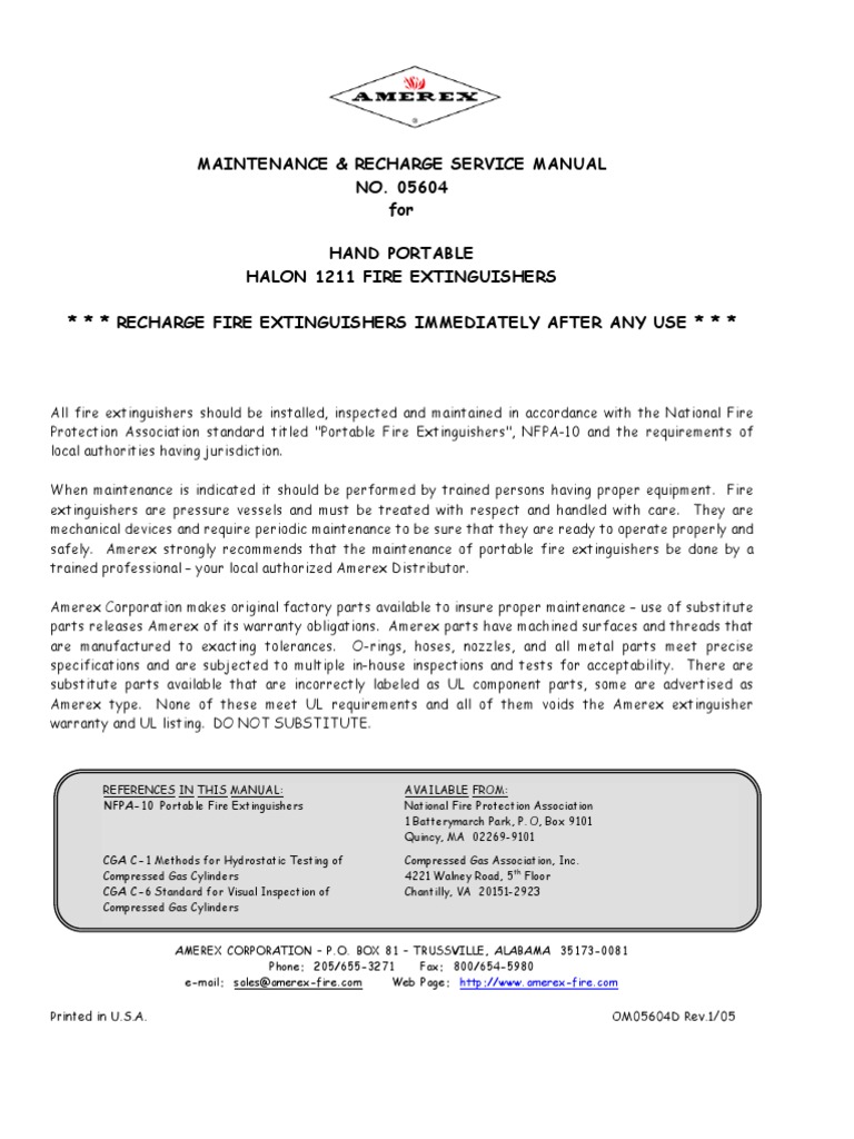 Manual For Hand Portable Halon 1211 Extinguishers | PDF | Valve | Leak