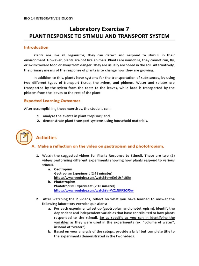 Plant Responses: Tropisms and Transport | PDF | Experiment | Plants