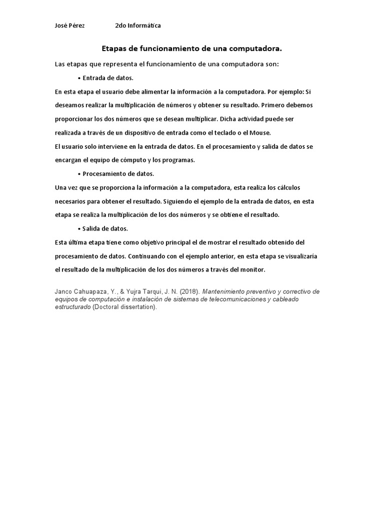 Etapas de Funcionamiento de Una Computadora | PDF | Informática ... Etapas de Funcionamiento de Una Computadora | PDF | Informática ...