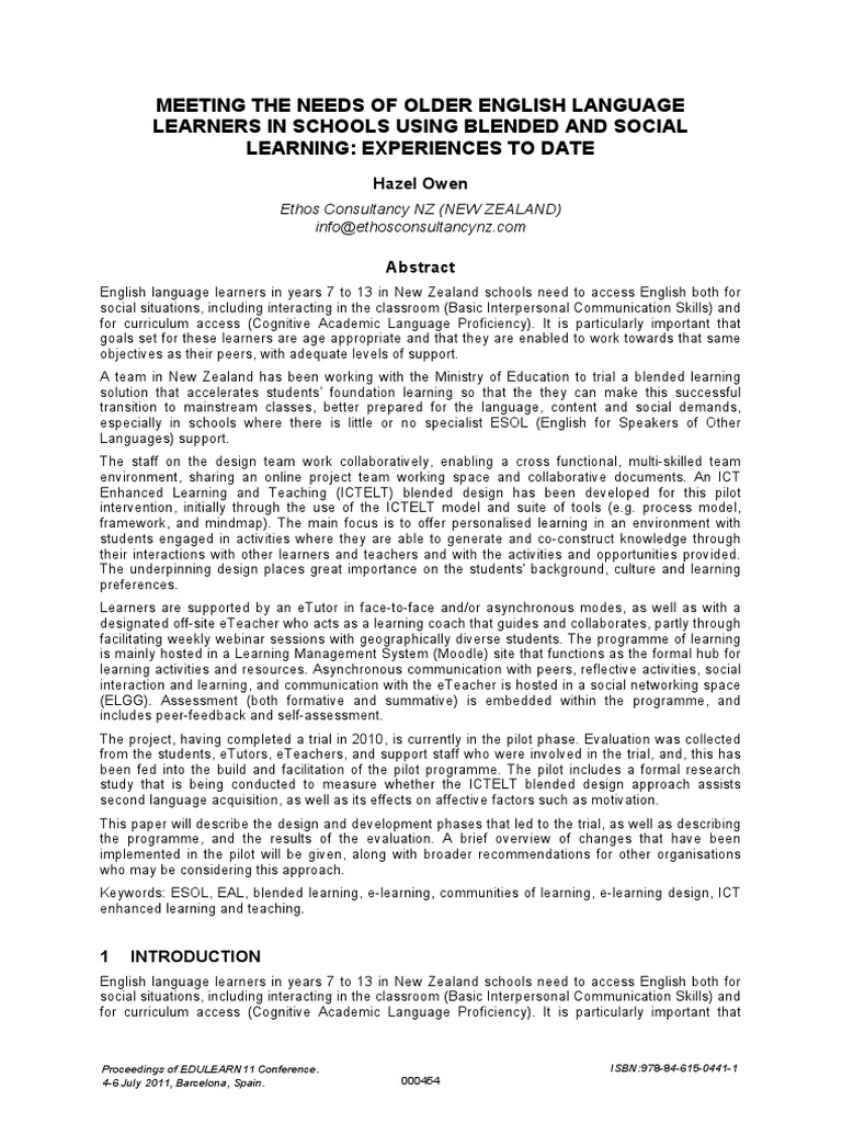Meeting The Needs Of Older English Language Learners In Schools Using