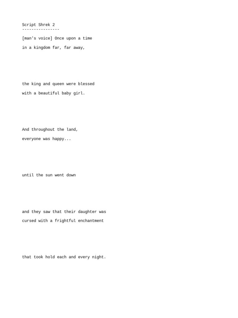 Shrek 2, Script of The Movie (English Version) | PDF