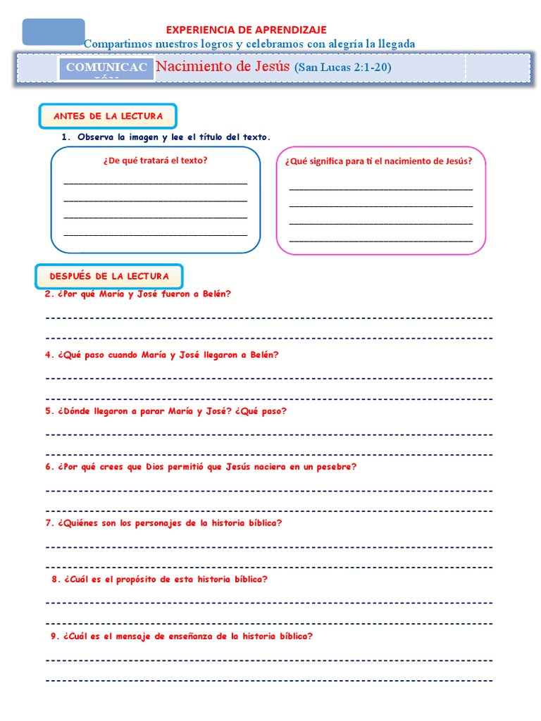D1 A1 FICHA LEEMOS Nacimiento de Jesús | PDF | Natividad De Jesus ...