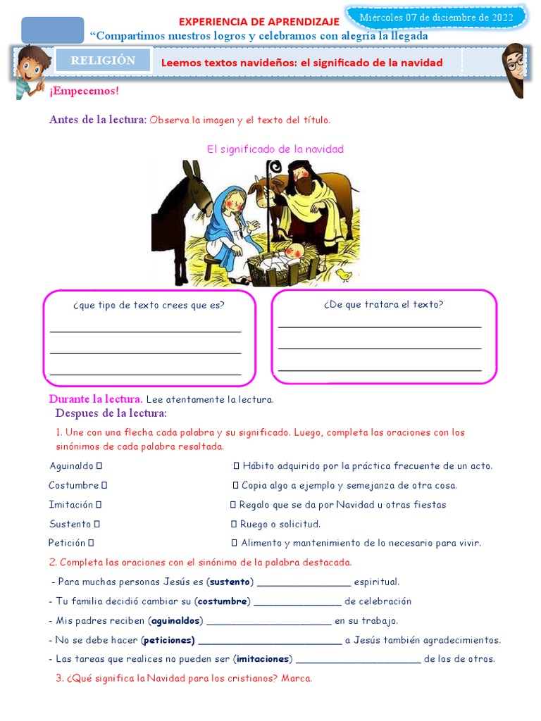 FICHA Leemos Textos Navideños El Significado de La Navidad | PDF ...