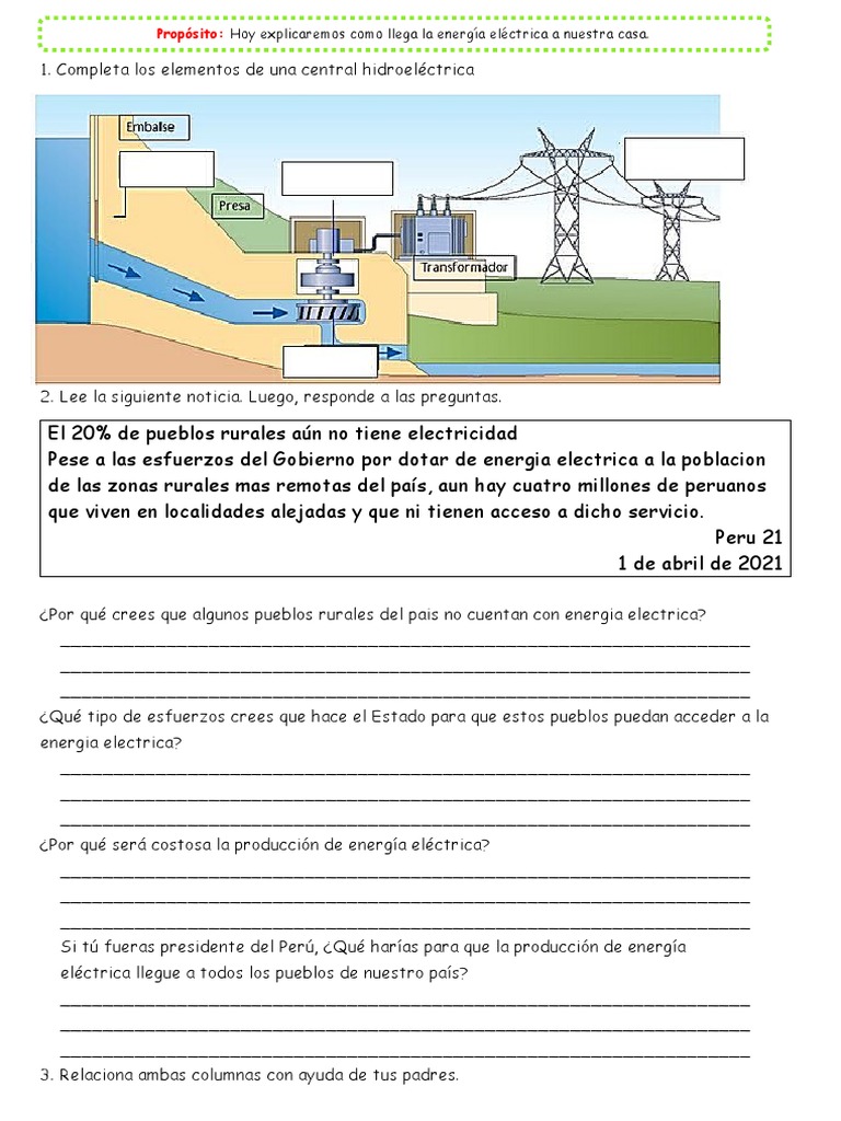 Ficha Cyt-Conocemos Cómo Se Genera La Energía Eléctrica | PDF | Perú ...