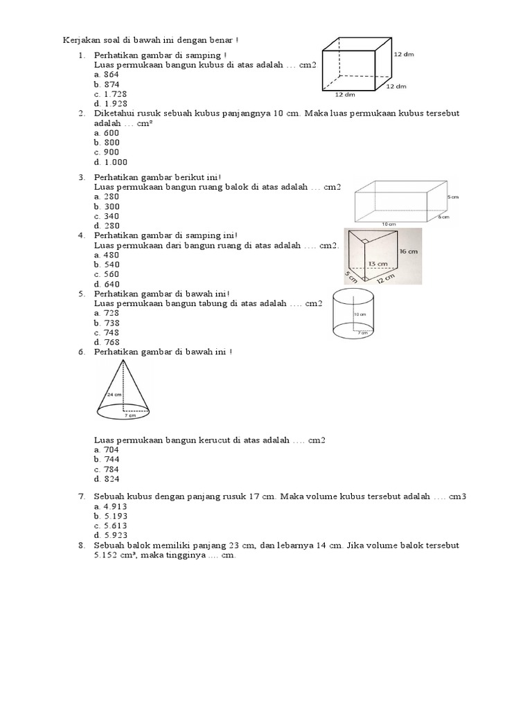 Soal Kelas 6 Bangun Ruang | PDF