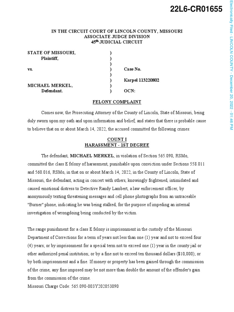 Felony Complaint Filed Against Former Detective | PDF | United States ...