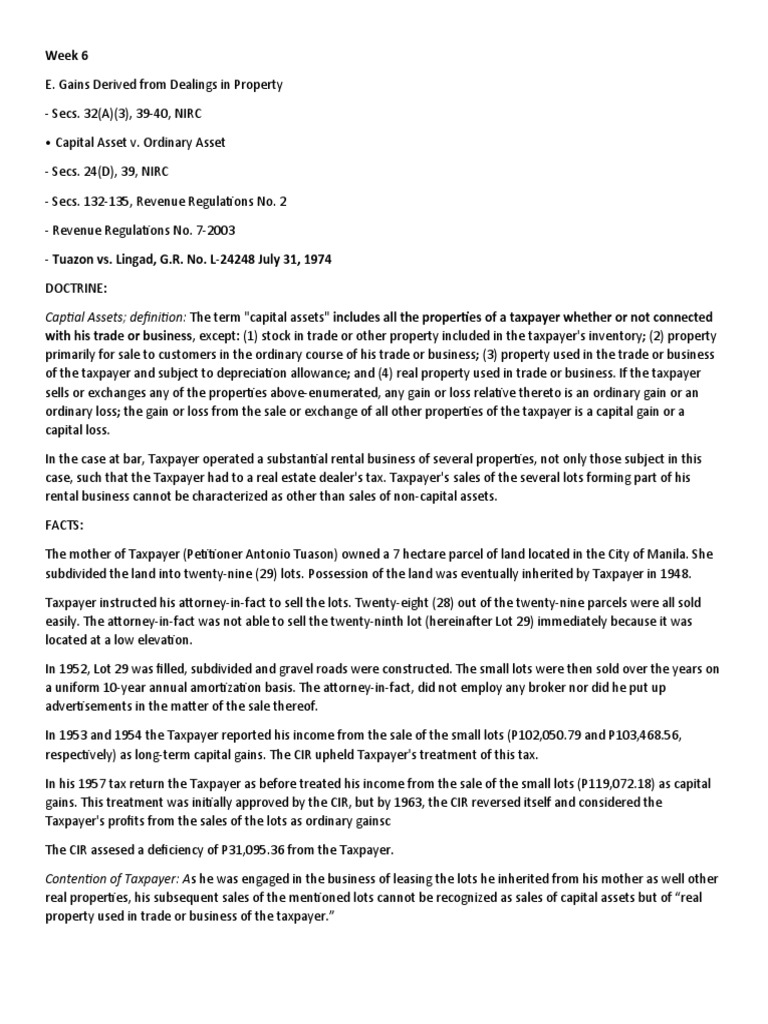 Week 6 | PDF | Taxes | Capital Gains Tax