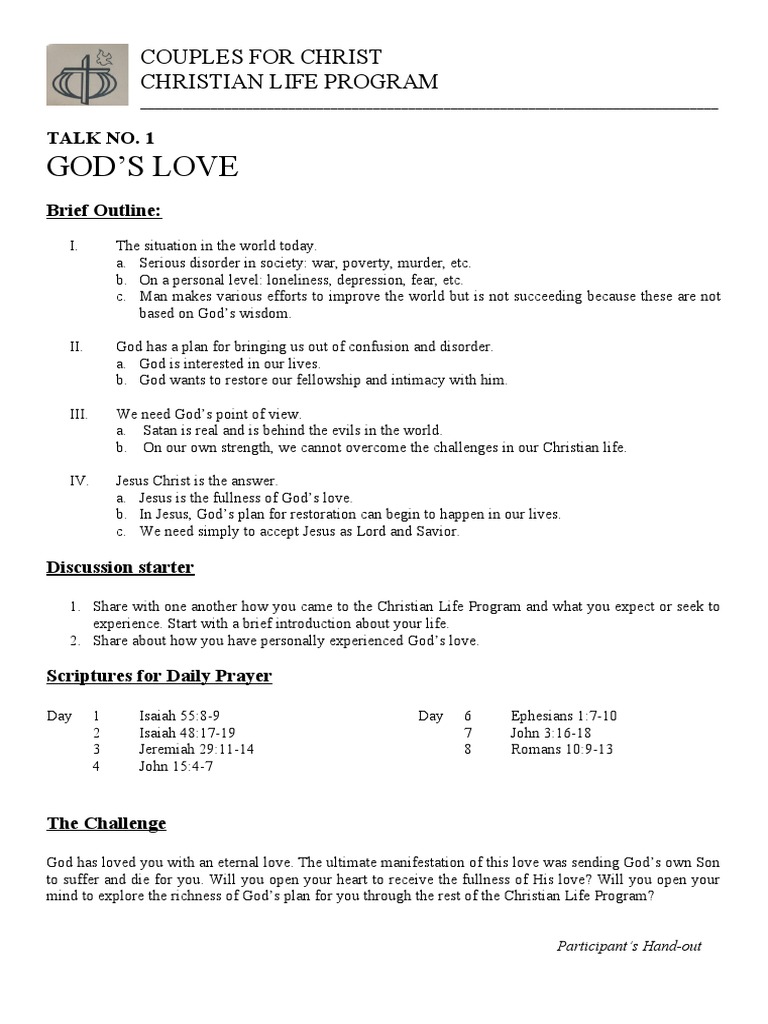 God'S Love: Couples For Christ Christian Life Program | Download Free ...