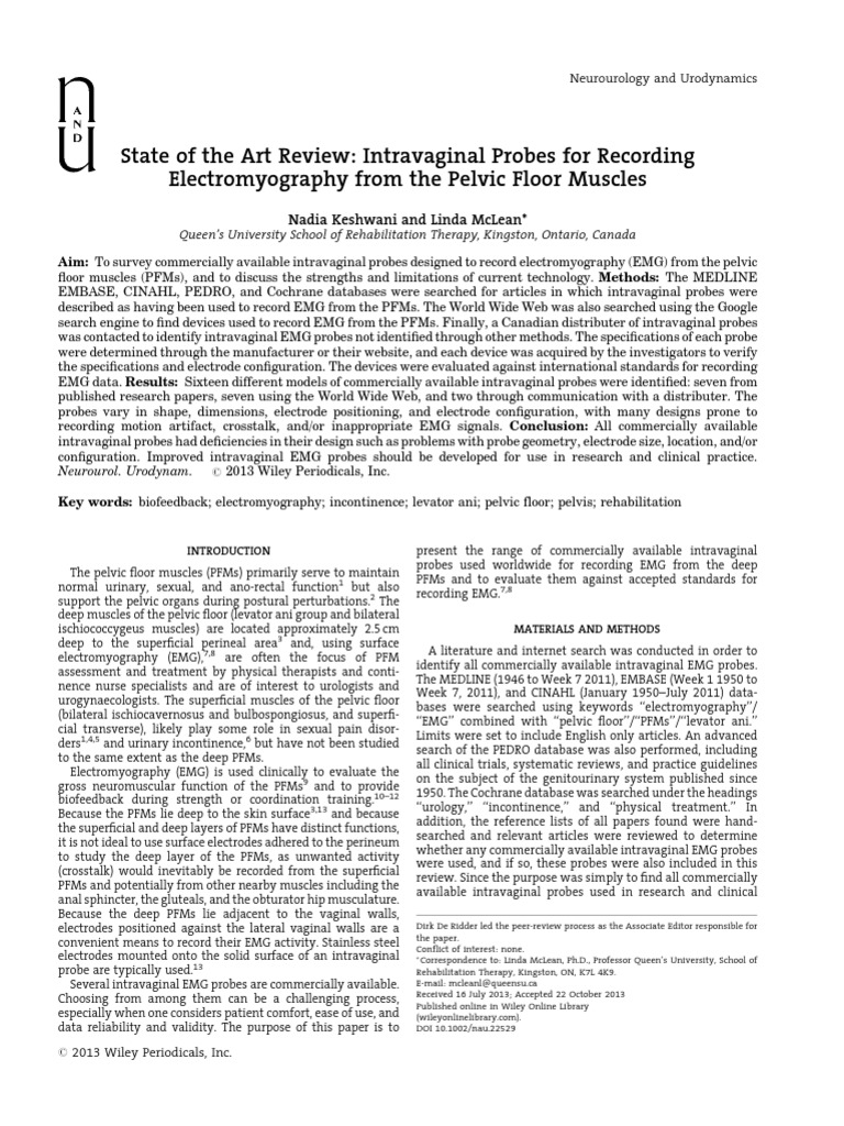 State of The Art Review: Intravaginal Probes For Recording ...