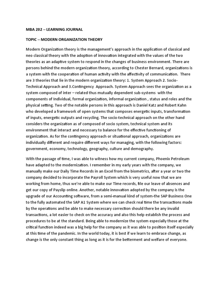 Modern Organization Theory Explained | PDF | System | Computing