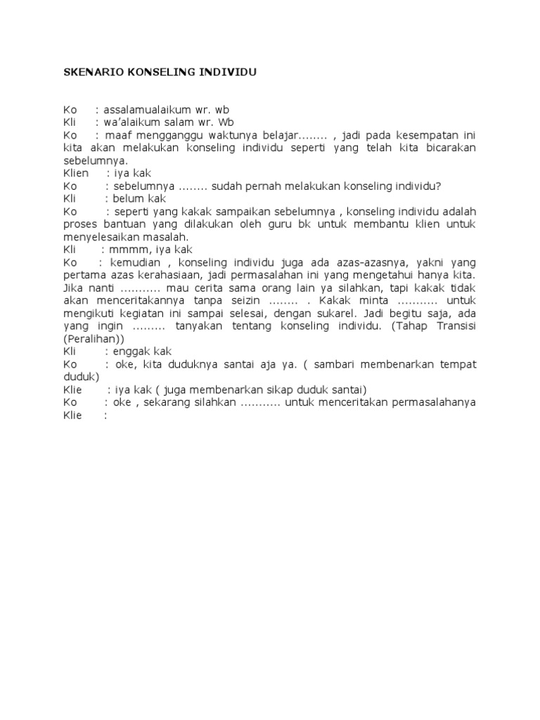 Skenario Konseling Individu | PDF