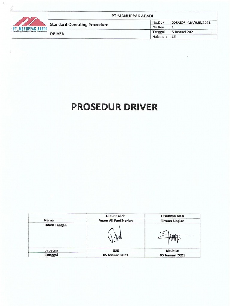 Sop Driver | PDF