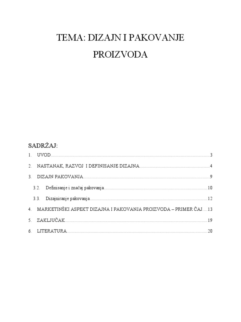 Dizajn I Pakovanje Proizvoda | PDF