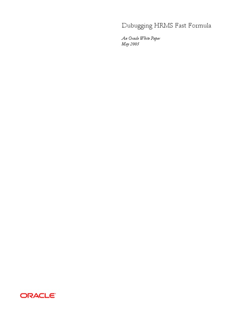 Debugging HRMS Fast Formula | PDF | Parameter (Computer Programming) | Pl/Sql