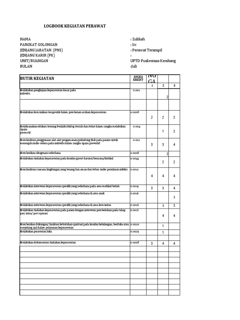 Logbook Perawat | PDF