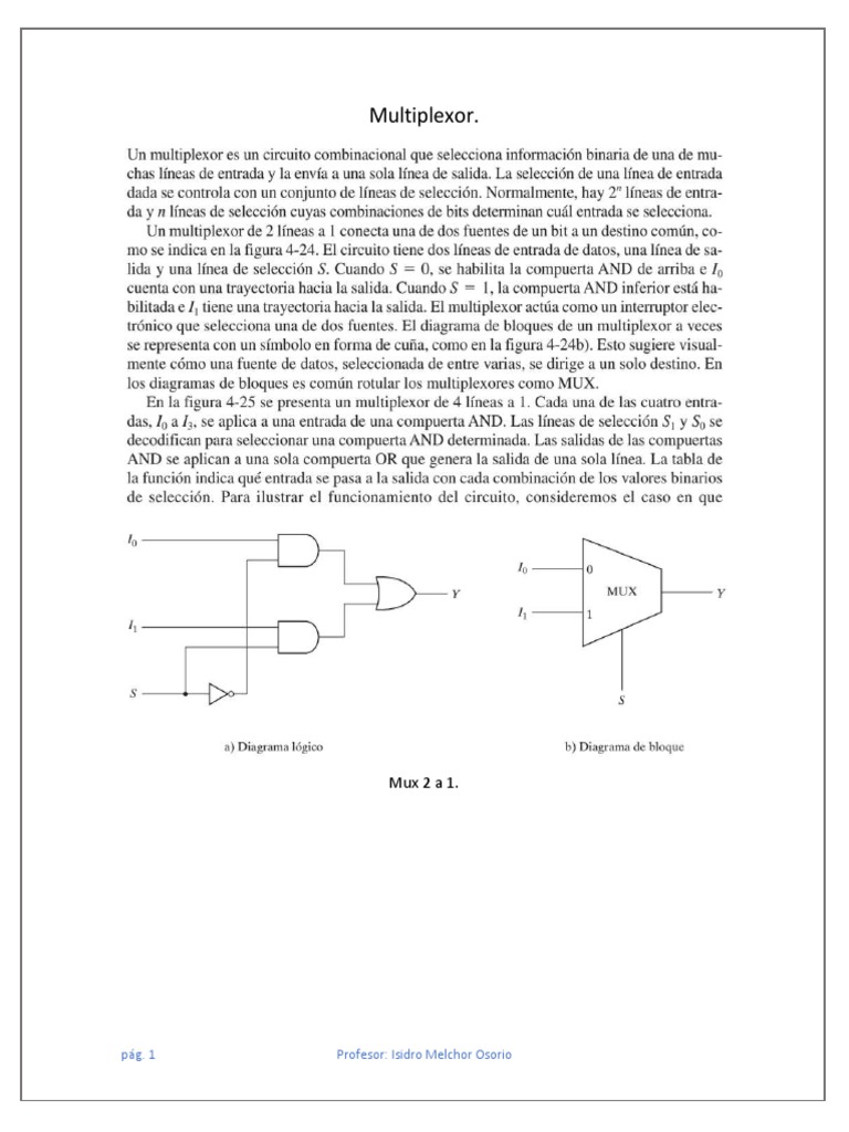 Implementación de Mux por Isidro Melchor Osorio | PDF | Puerta lógica ...