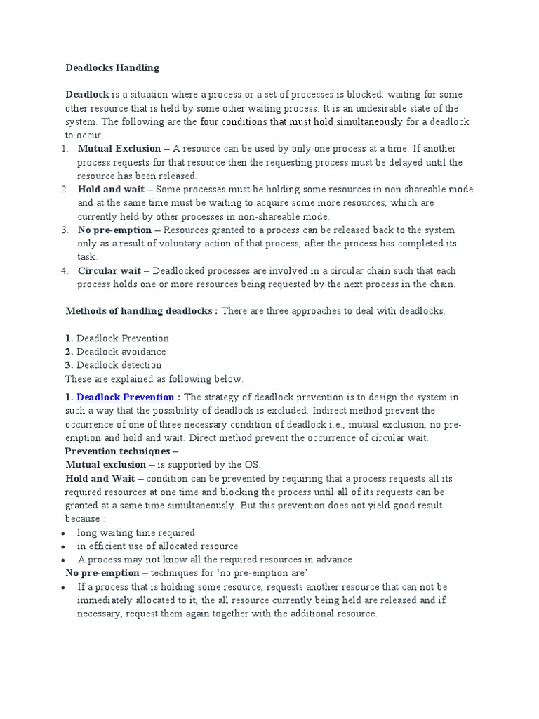 A Comprehensive Guide to Understanding and Handling Deadlocks Through Prevention, Avoidance, and ...