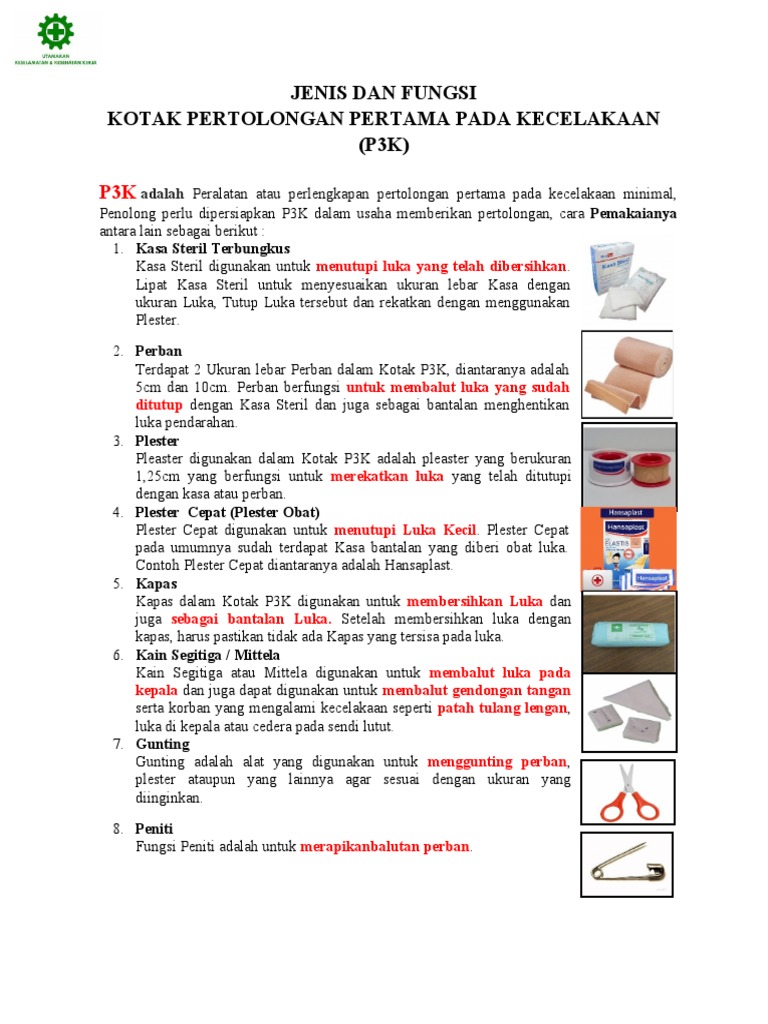 Jenis Dan Fungsi Alat P3K Laminating | PDF