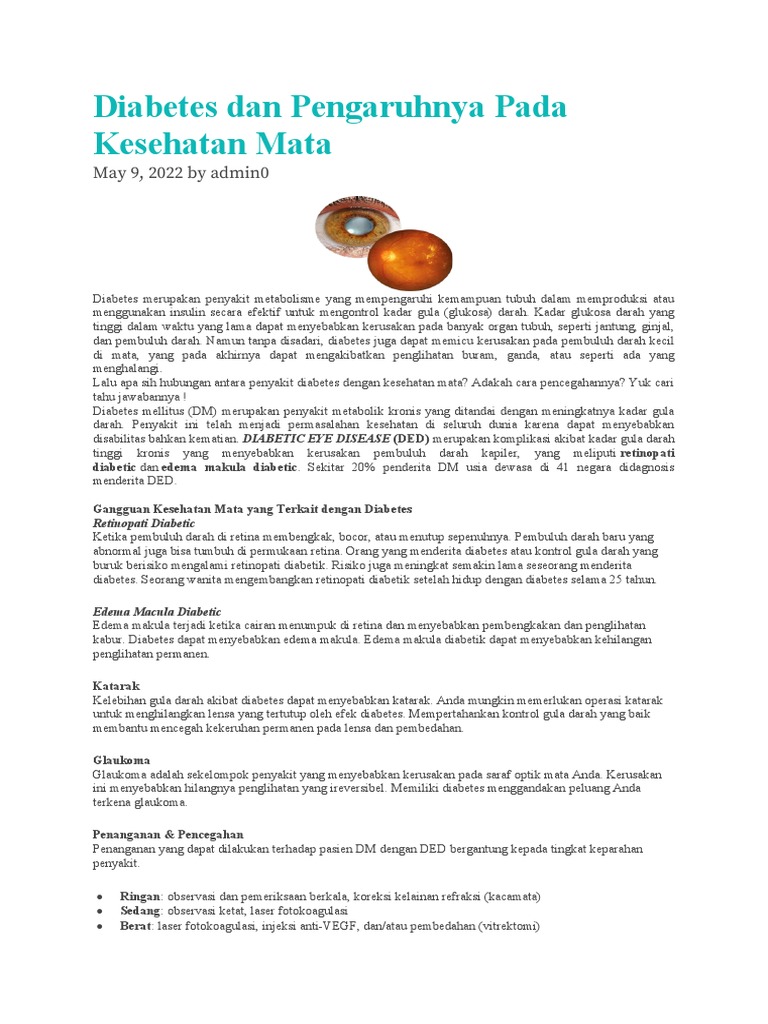 Pengaruh Diabetes pada Kesehatan Mata | PDF