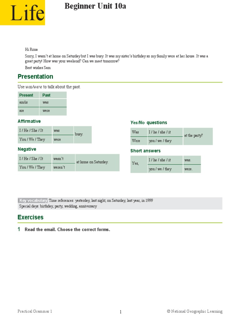 Beginner Unit 10a Resuelto | PDF