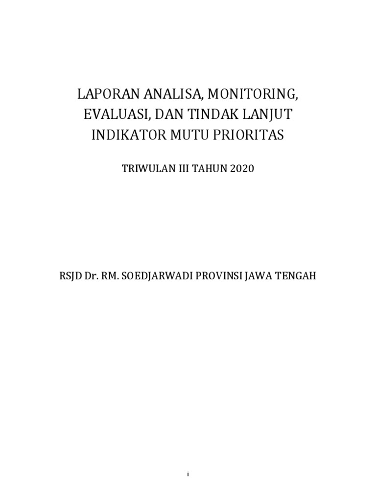 Laporan Monev Mutu Triwulan III Tahun 2020 | PDF