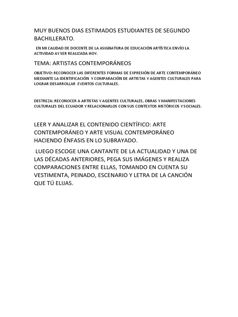 Actividad De Artistica Pdf