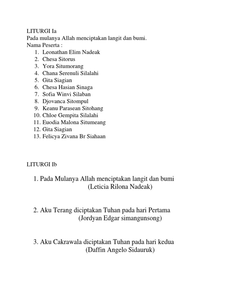 Liturgi Anak Anak STM | PDF