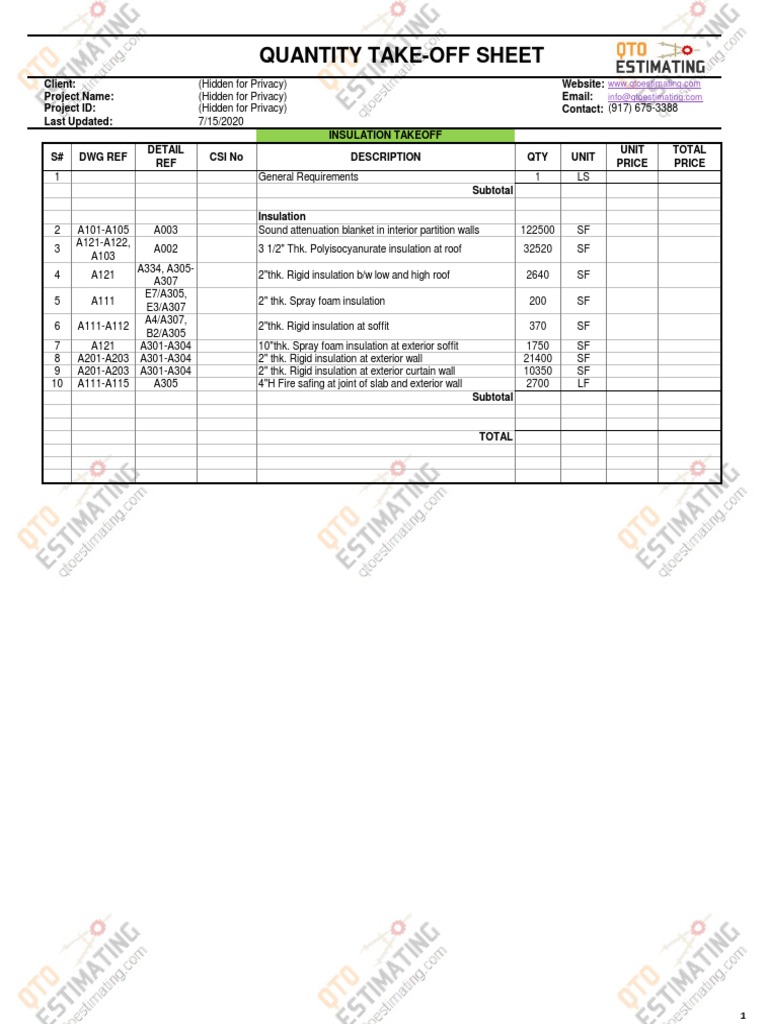 Joshua Project Insulation Takeoff | PDF | Heat Transfer | Materials